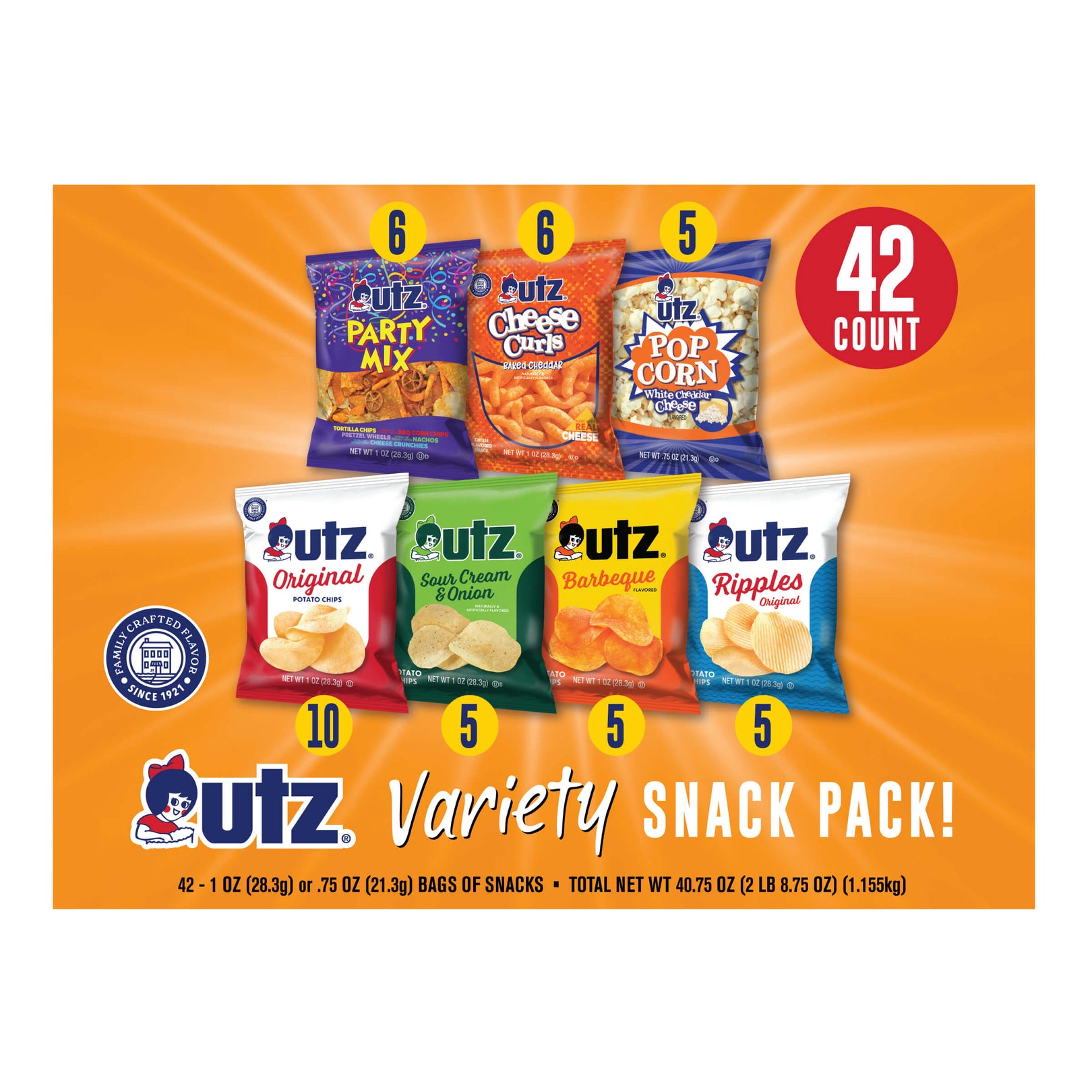 Utz Chips Snack Variety Pack, 42 count – Utz Quality Foods