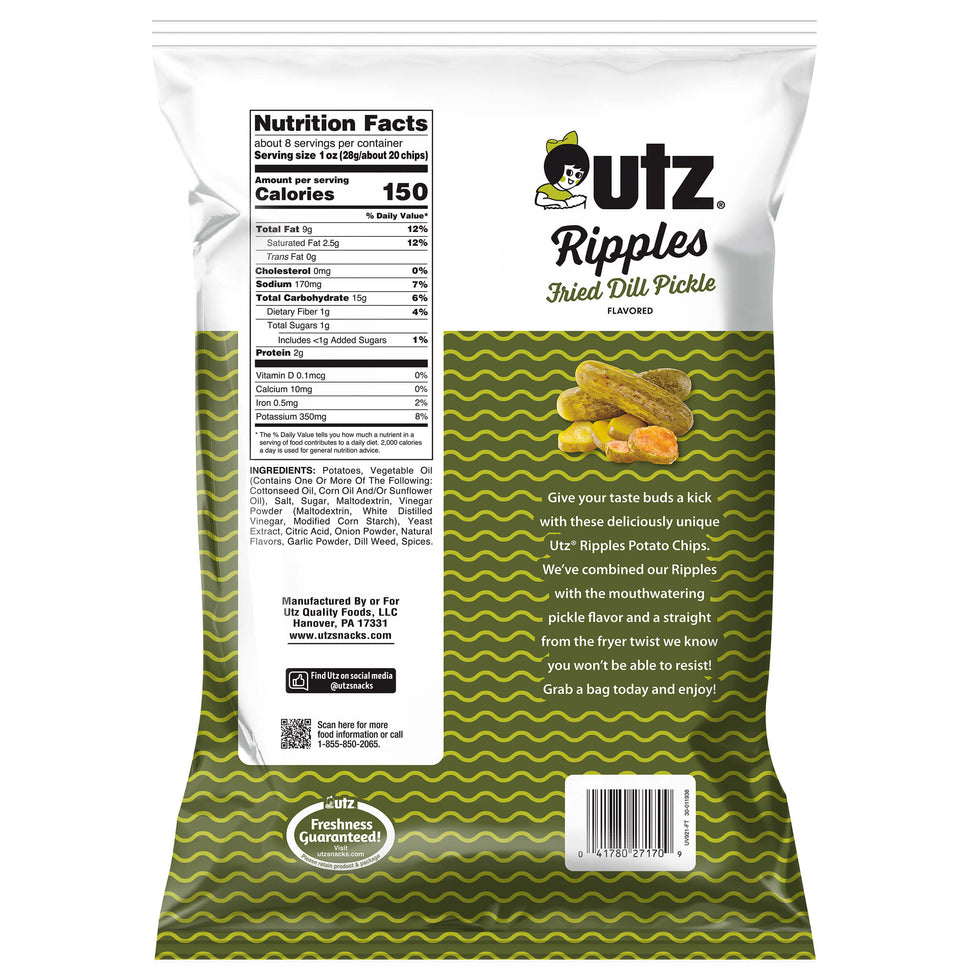 Utz® Ripples Fried Dill Pickle Potato Chips – Utz Quality Foods