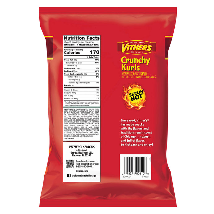 Vitner's Sizzlin Hot Crunchy Kurls – Utz Quality Foods