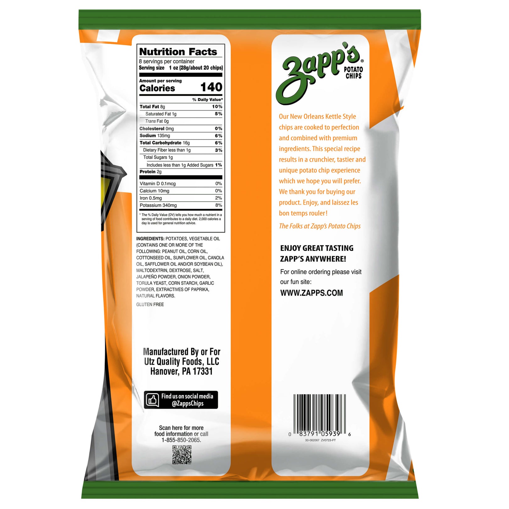 Zapp's Kettle Potato Chips Jalapeno – Utz Quality Foods