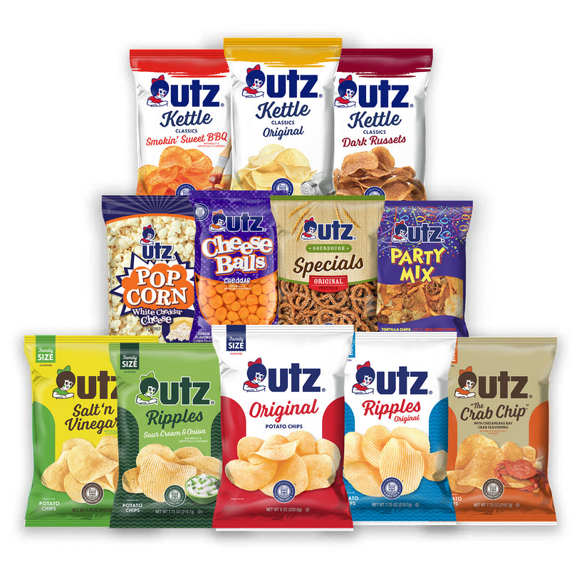 Utz Get to Know Utz Variety Pack, 12 Family Sized Bags of Utz Favorite ...