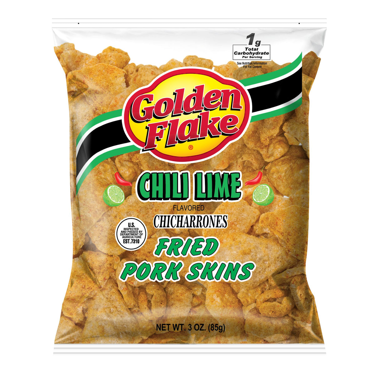 Golden Flake Pork Skins Chili Lime 3 oz. – Utz Quality Foods