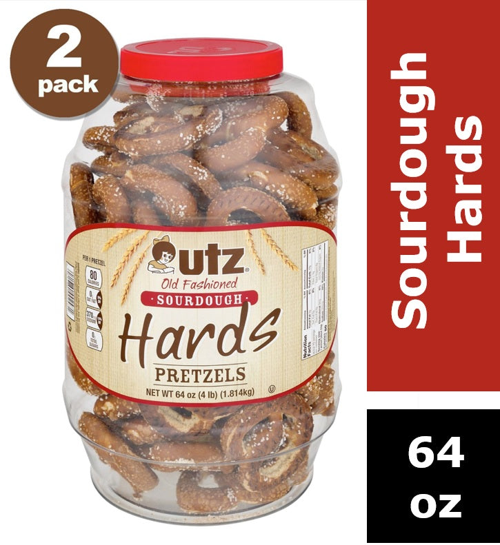 Utz Sourdough Hards Pretzels 64 oz. Barrels 2 Pack – Utz Quality Foods